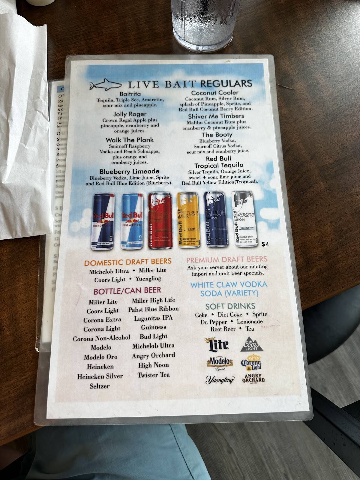 Menu at Live Bait Restaurant, Orange Beach, Perdido Beach Blvd