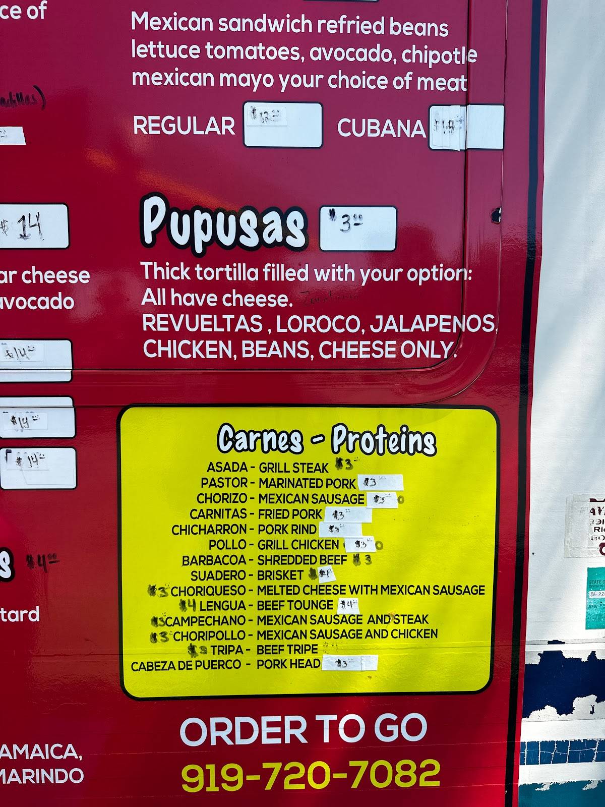 Menu at Lobos Tacos Y Pupusas restaurant, Raleigh