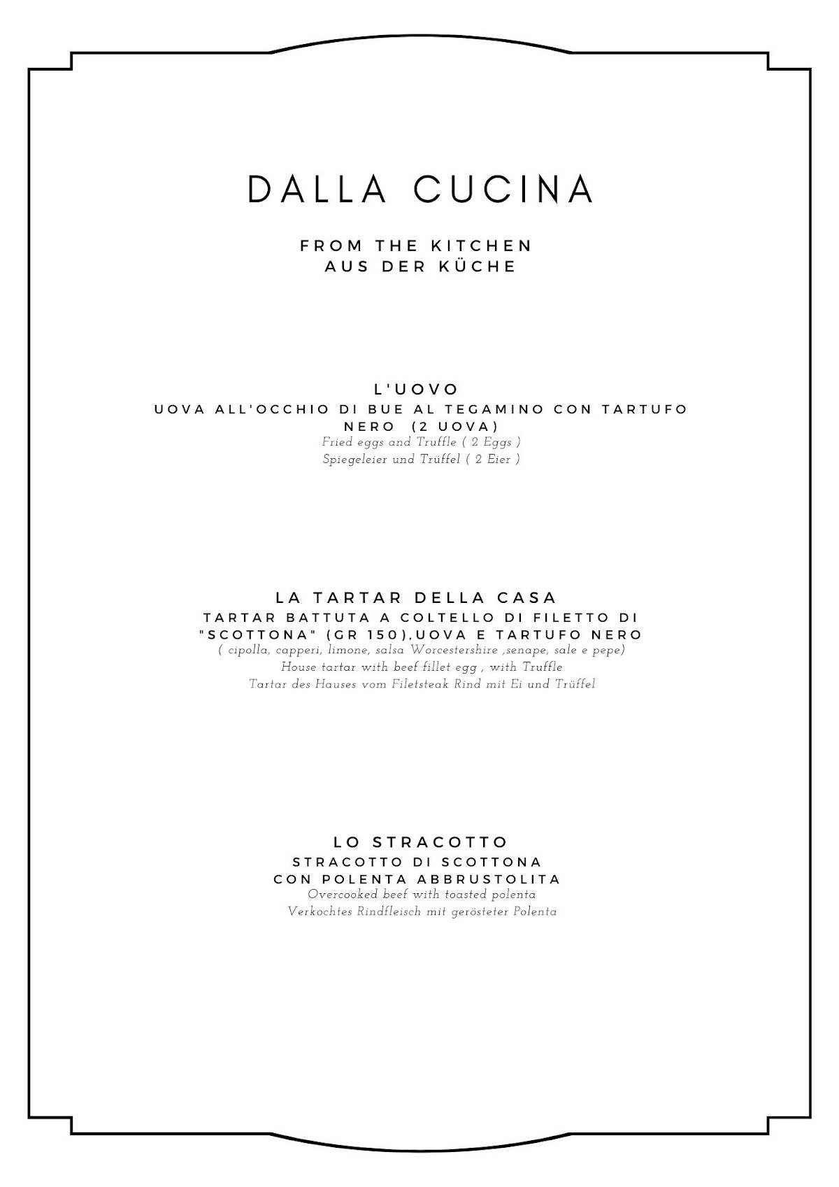 Menu at Locanda Arizona restaurant, Bardolino
