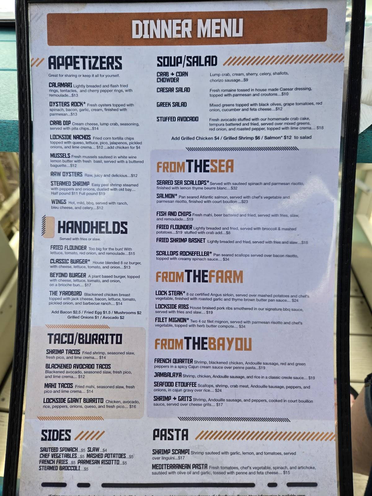Menu at Lockside Bar and Grill, Chesapeake