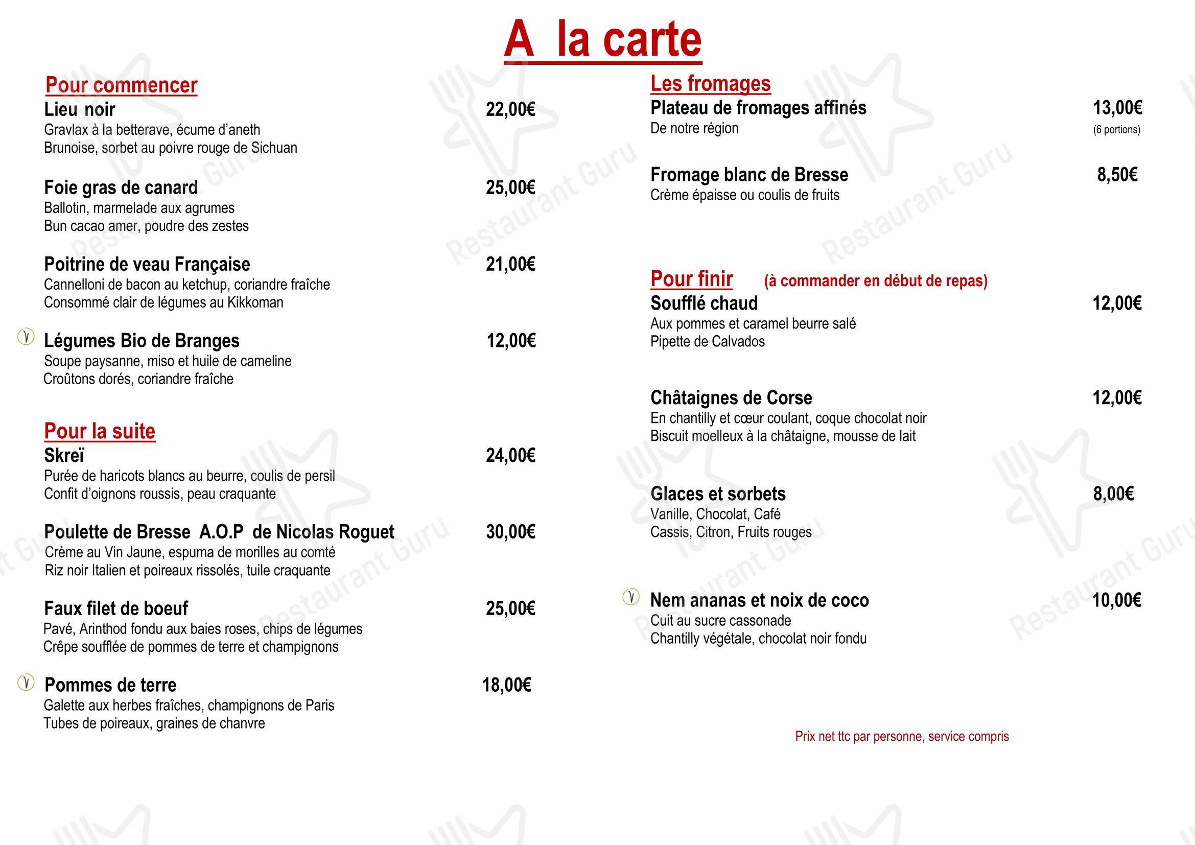 Menu au Logis Hostellerie Bressane restaurant HO' Gastronome, Saint ...