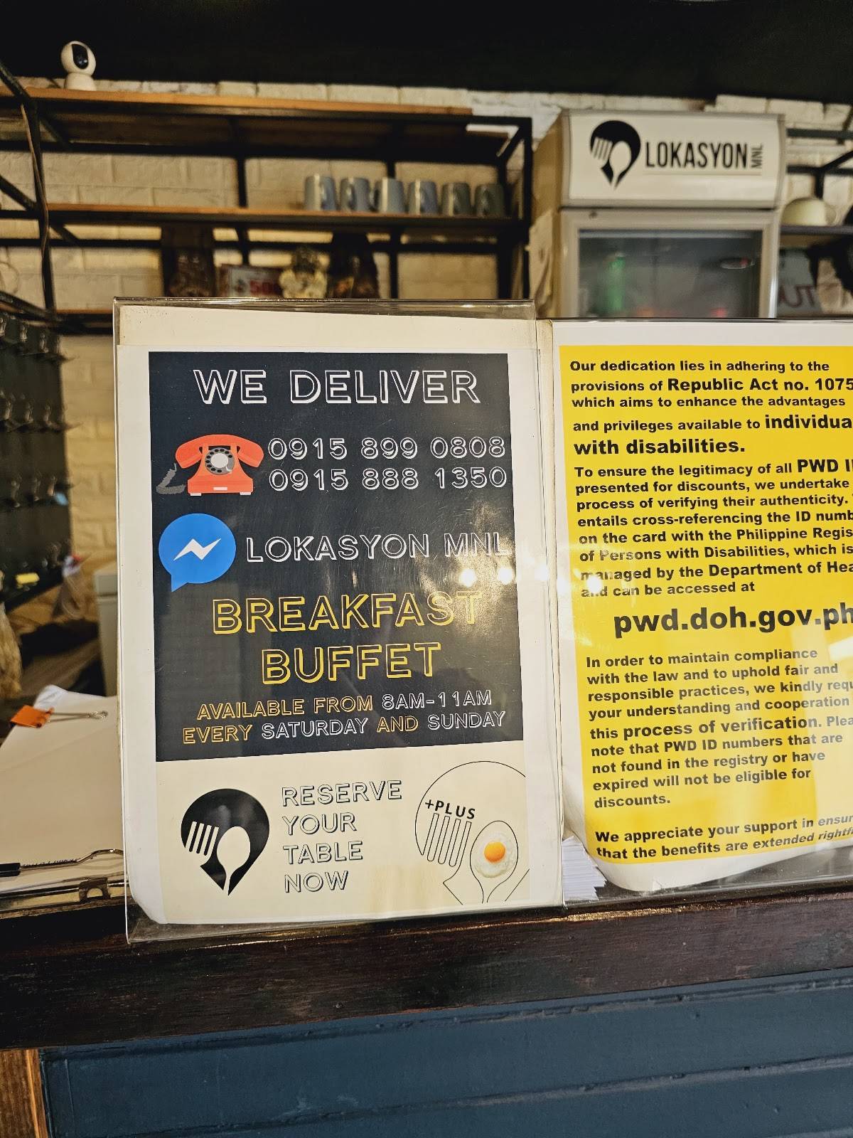 Menu at Lokasyon MNL restaurant, Manila