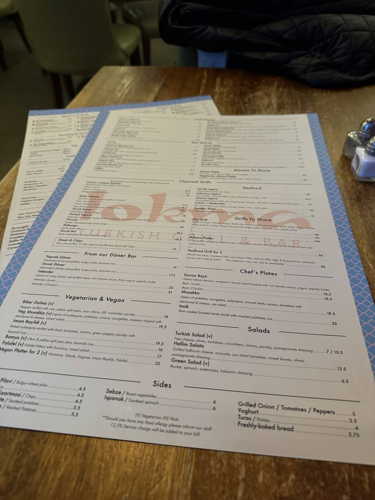 Menu at Lokma Turkish Grill & Bar, London