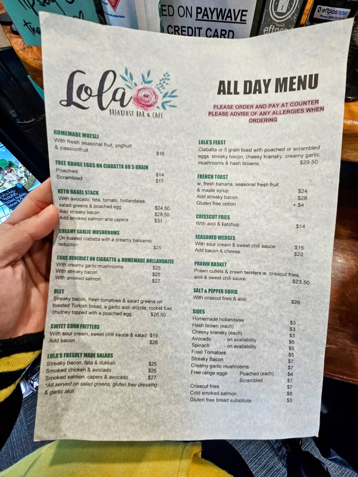 Menu at Lola Breakfast Bar And Cafe, Hamilton