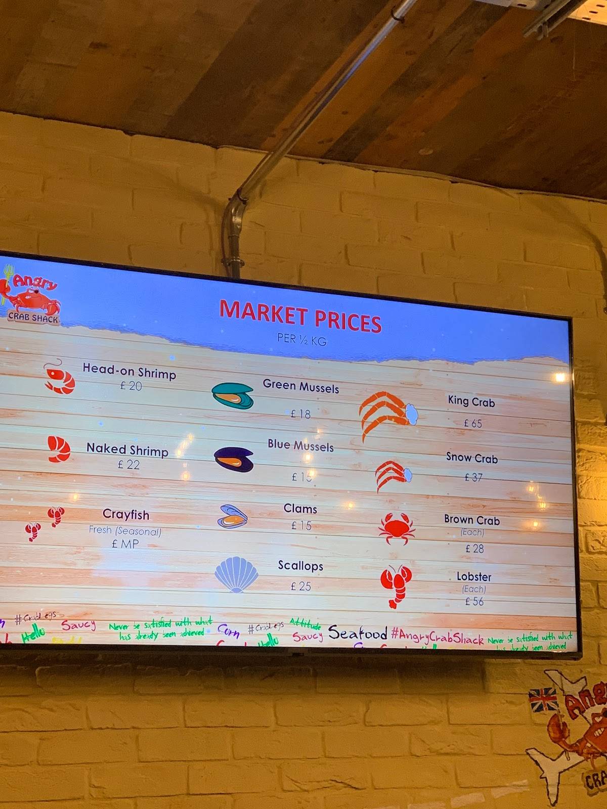 Menu at Angry Crab Shack restaurant, London