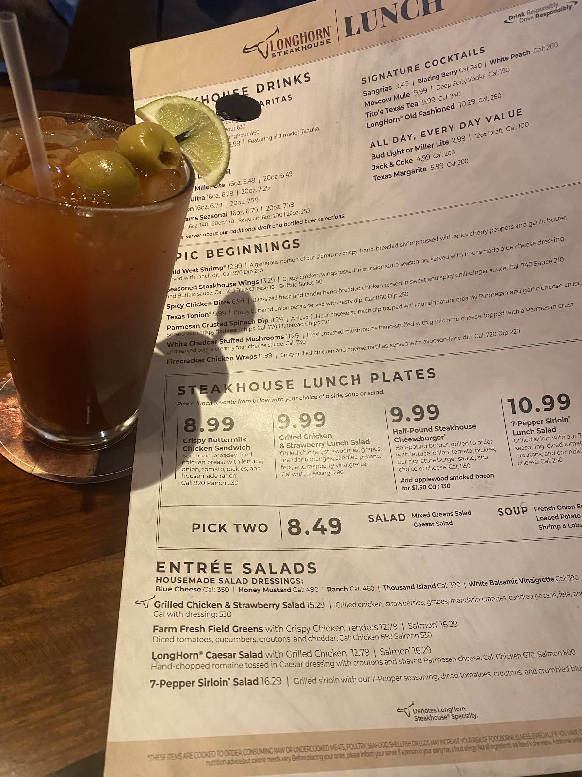 Menu at LongHorn Steakhouse, Mount Dora
