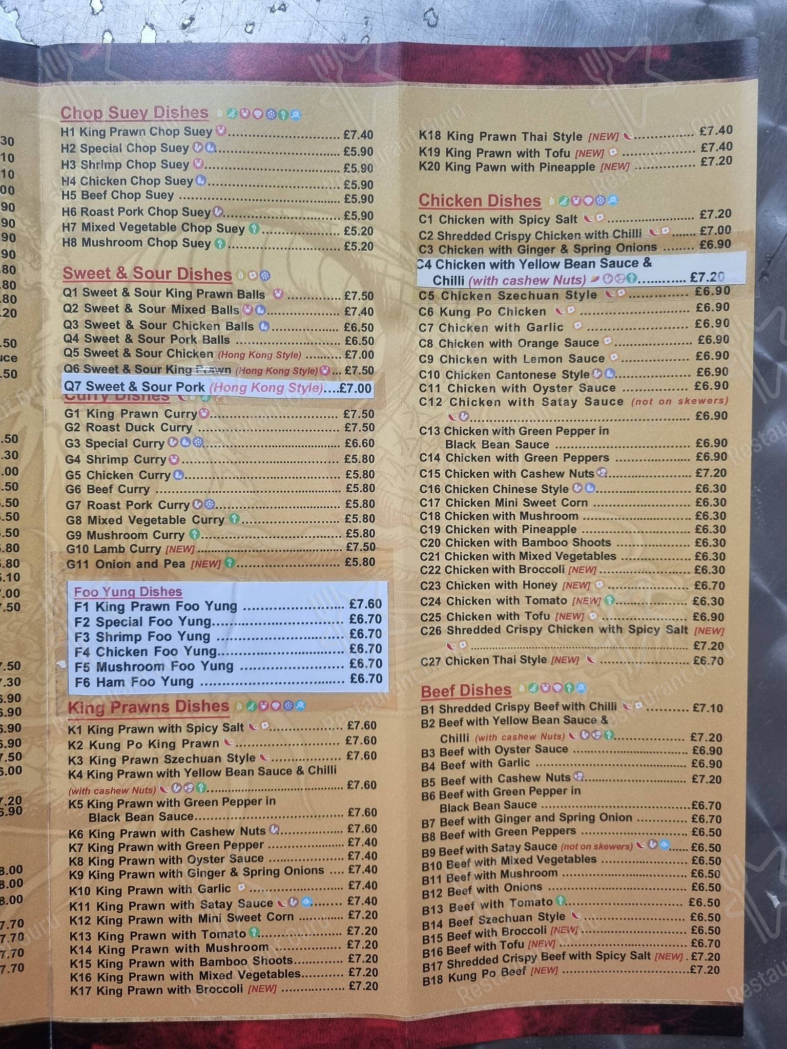 Menu at Loon Tin fast food, Reading