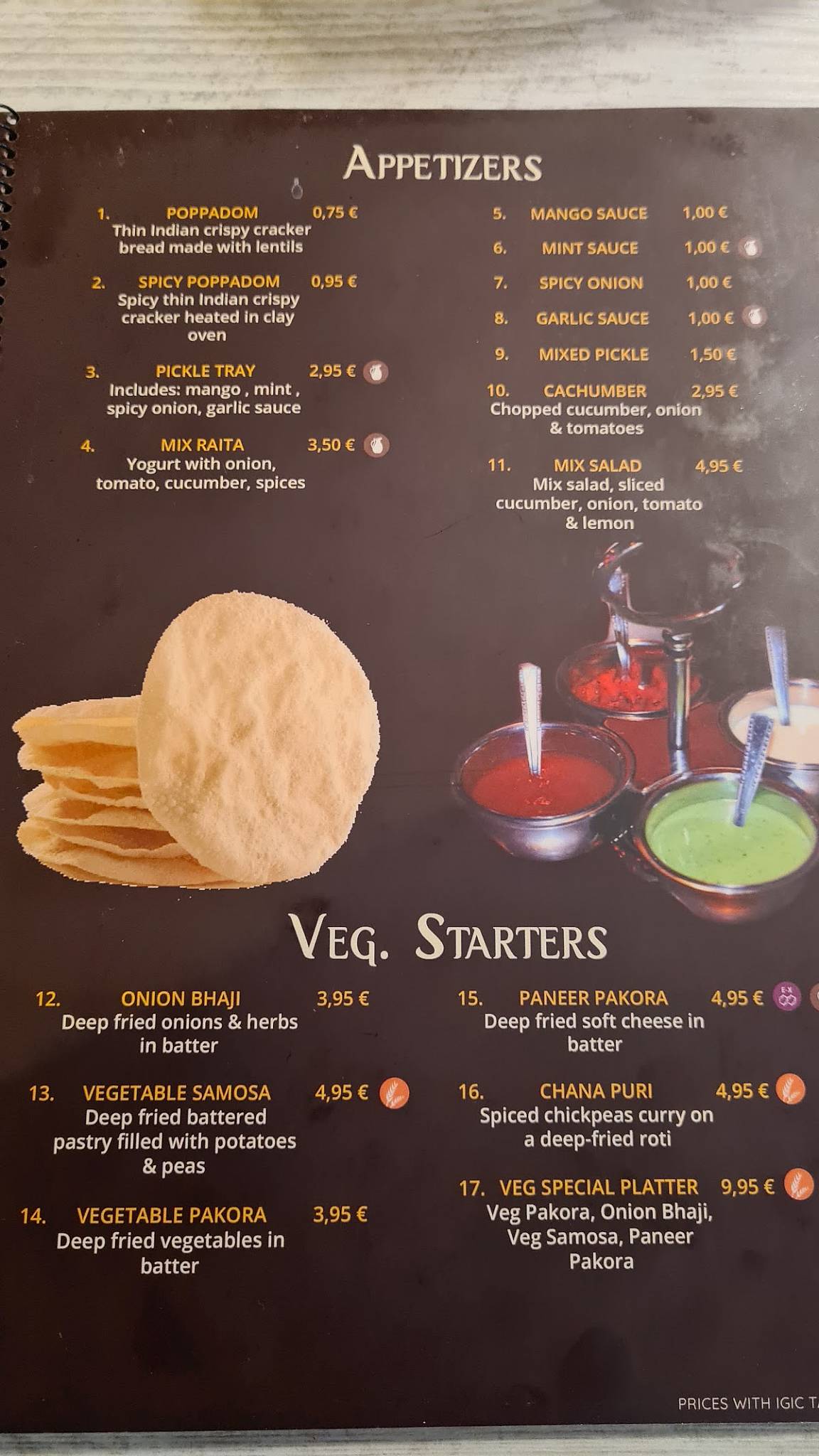 Menu at Tandoori Hut - Los Cristianos restaurant, Los Cristianos
