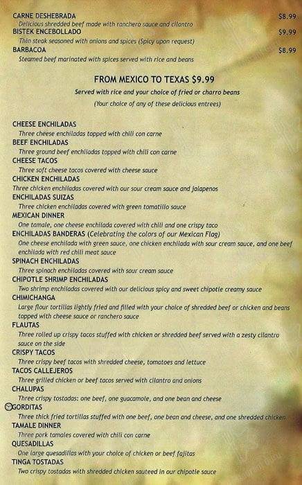 Menu at Los Jalapenos restaurant, Little Elm, 420 E Eldorado Pkwy
