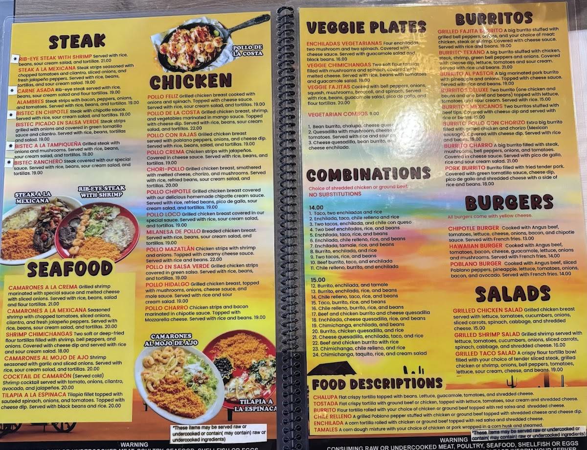 Carta de Los Nuevos Charros Mexican Restaurant, Sunset Beach