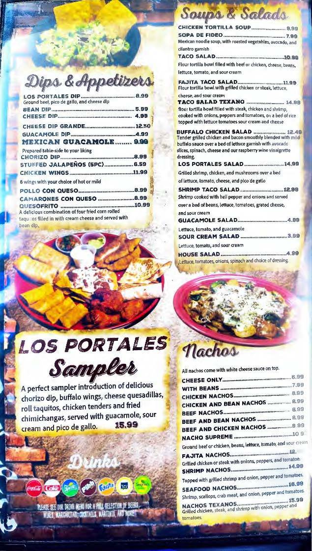 Menu at Los Portales Mexican Restaurant, Burgess