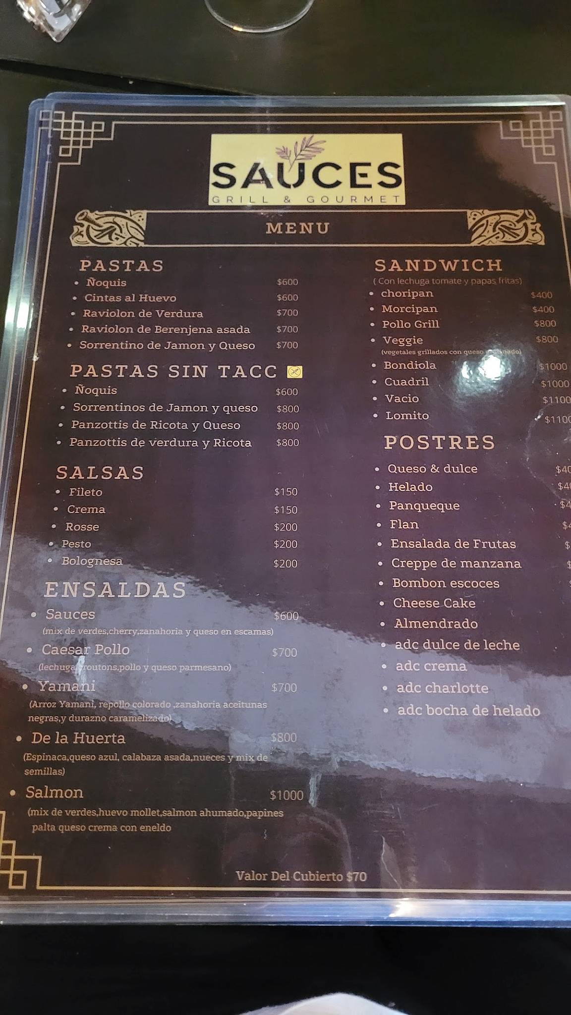 Carta del restaurante Sauces Grill, Buenos Aires, Av. Cabildo 4621
