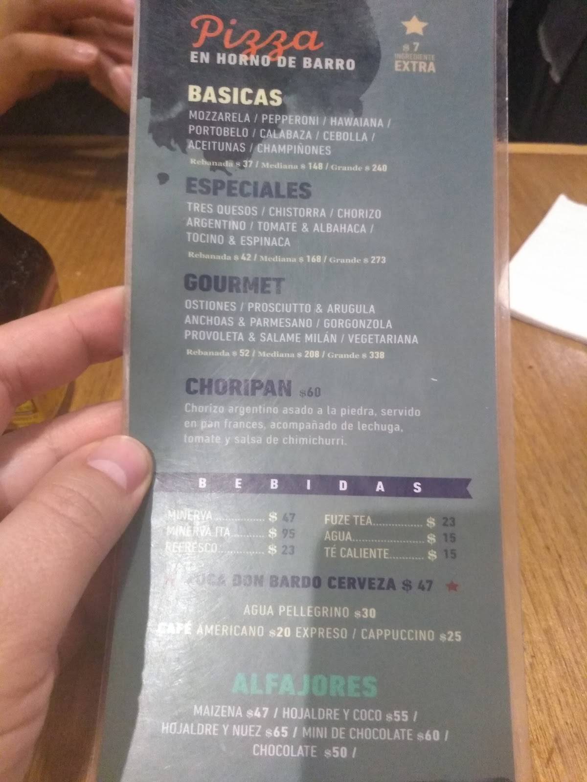 Carta de Luca Don Bardo Pizza, Ciudad de México