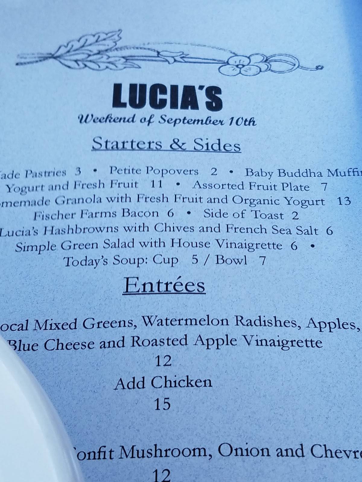 Menu at Lucia's Restaurant and Wine Bar, Minneapolis
