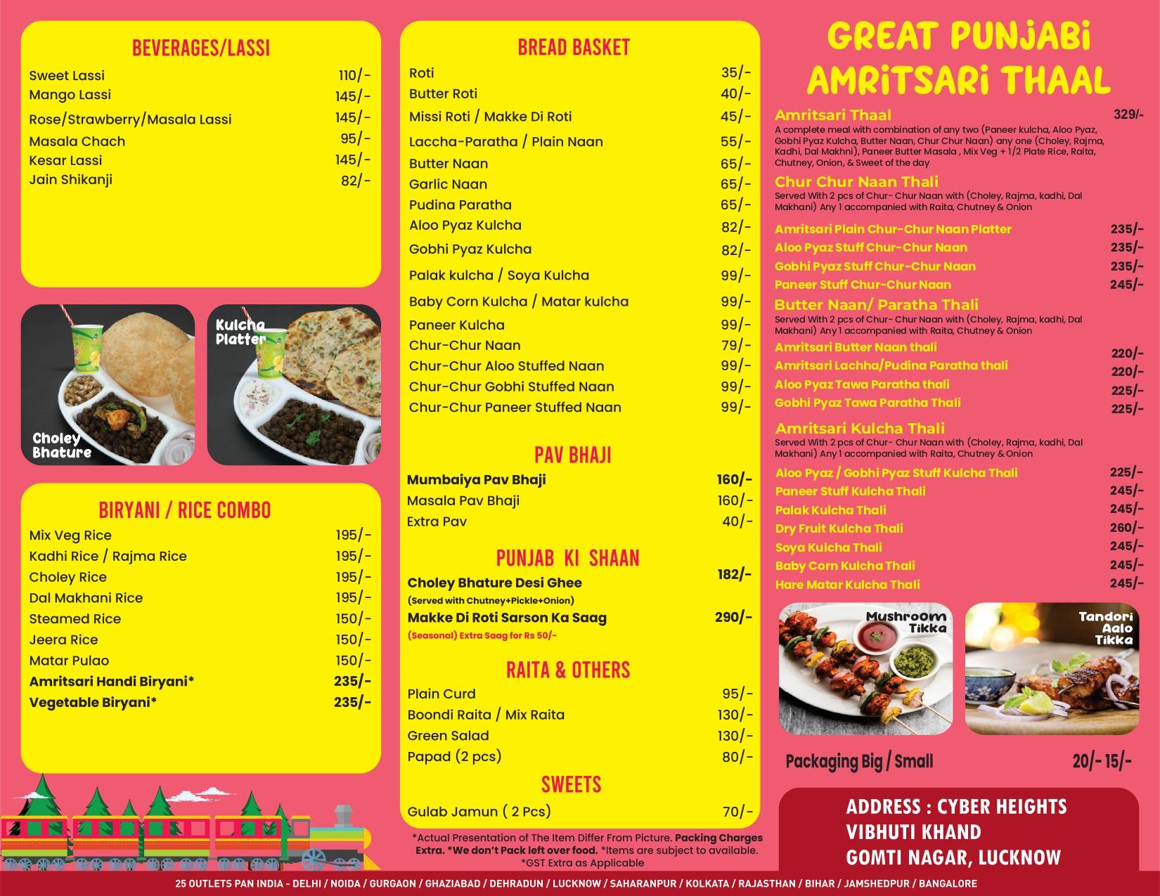 Menu at Anna’s dosa, Lucknow