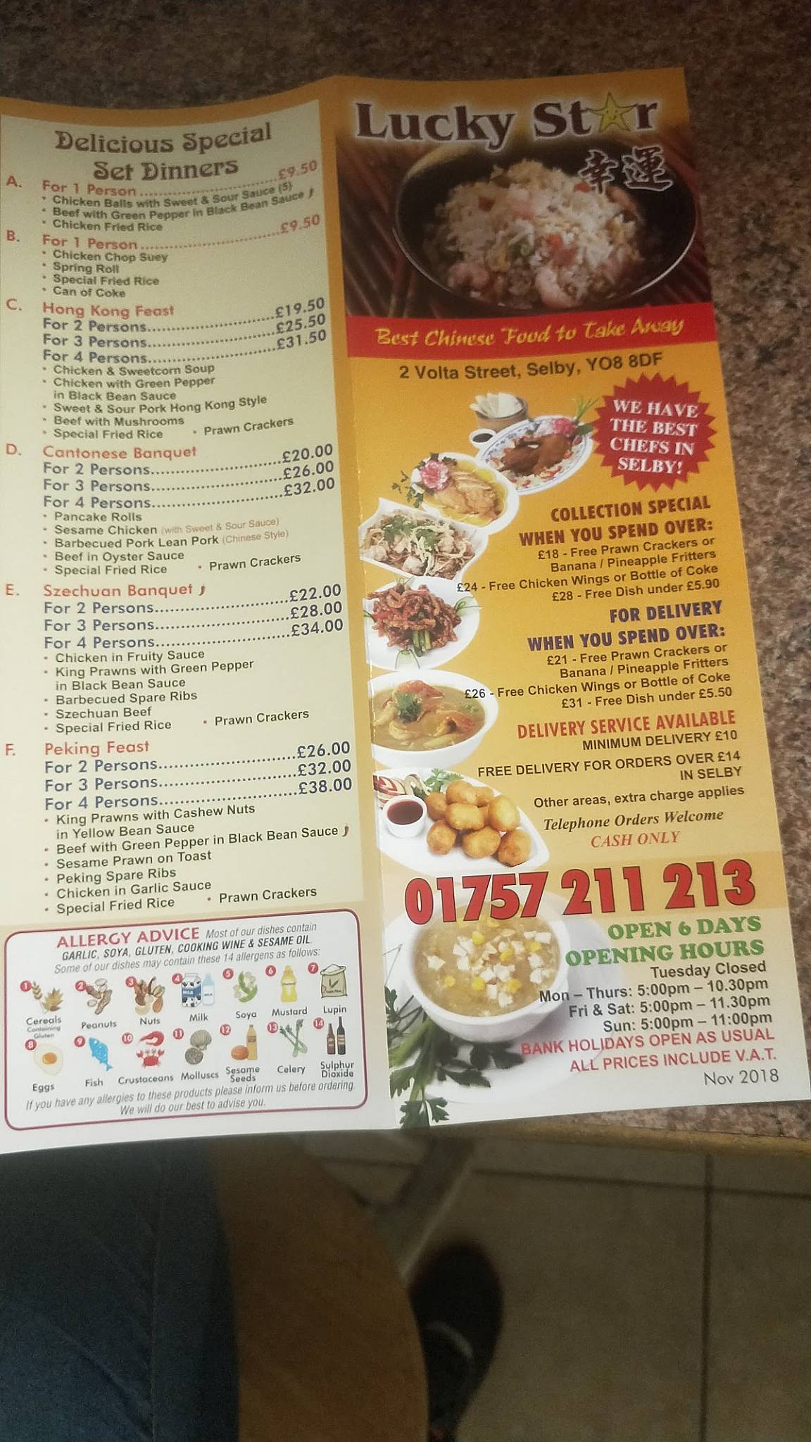 Menu at Lucky Star fast food, Selby
