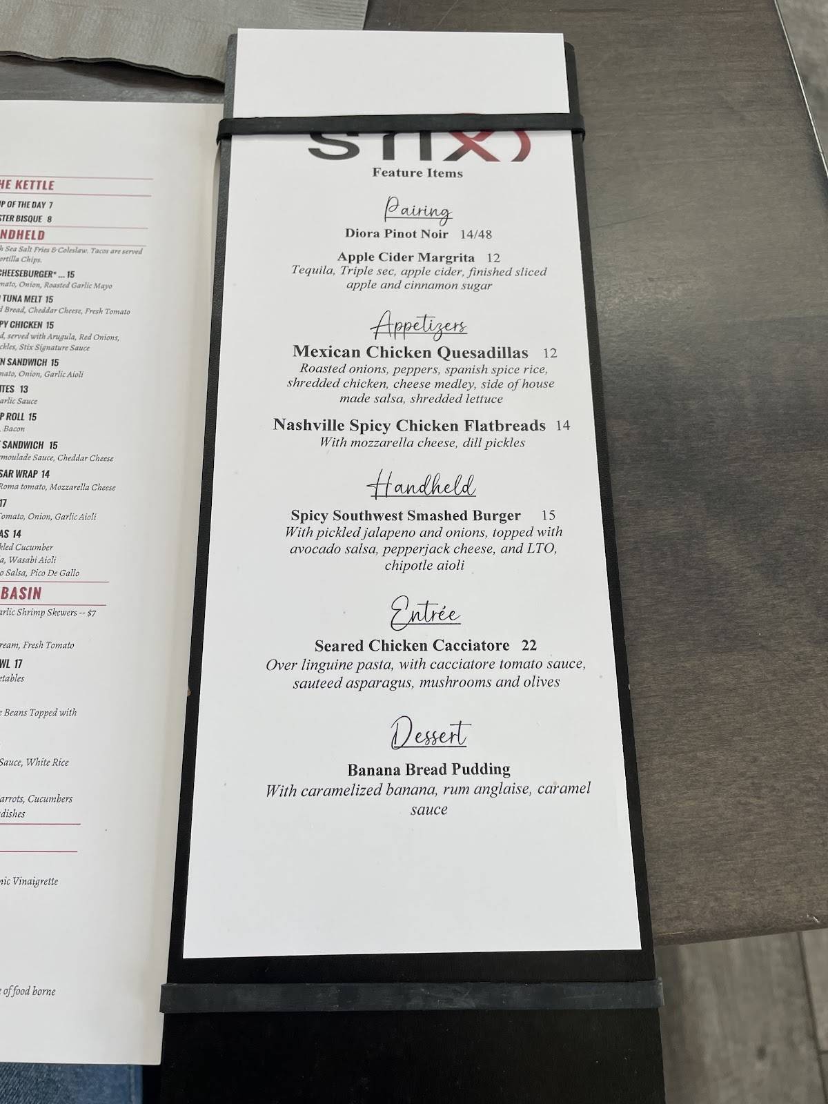 Menu at Stix Ludington pub & bar, Ludington