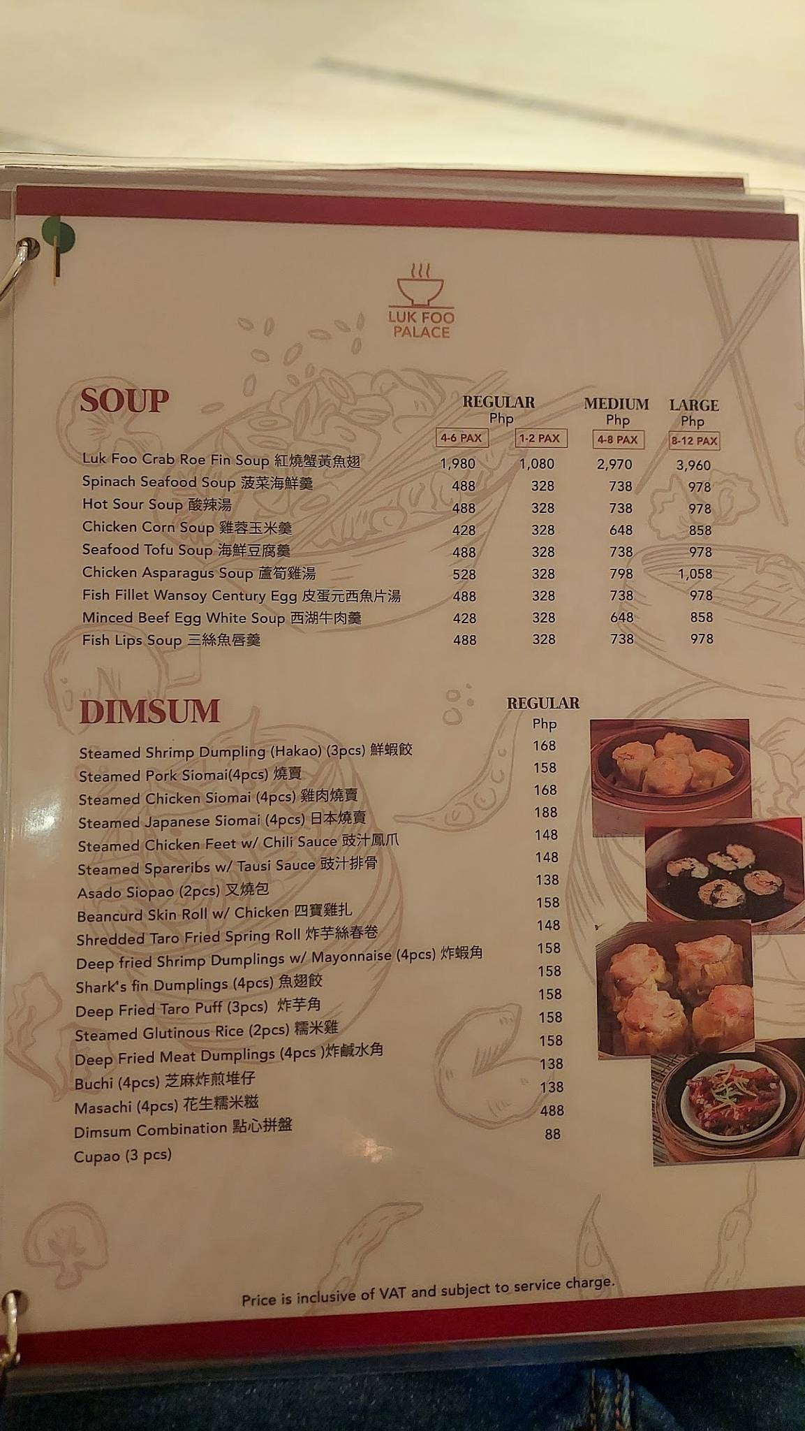 Menu at Luk Foo Palace at Acacia Hotel Davao restaurant, Davao City
