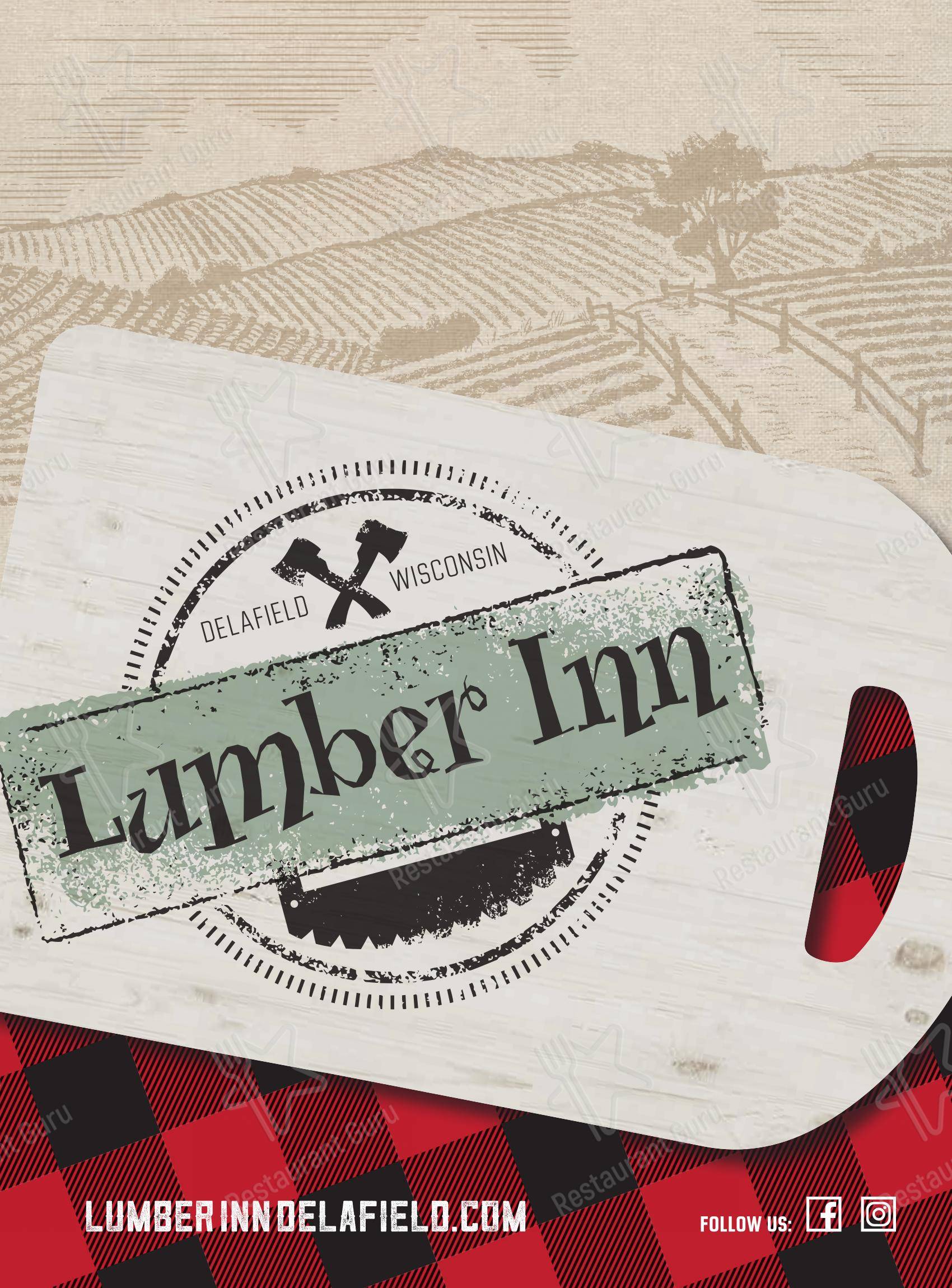 Menu at Lumber Inn restaurant, Delafield