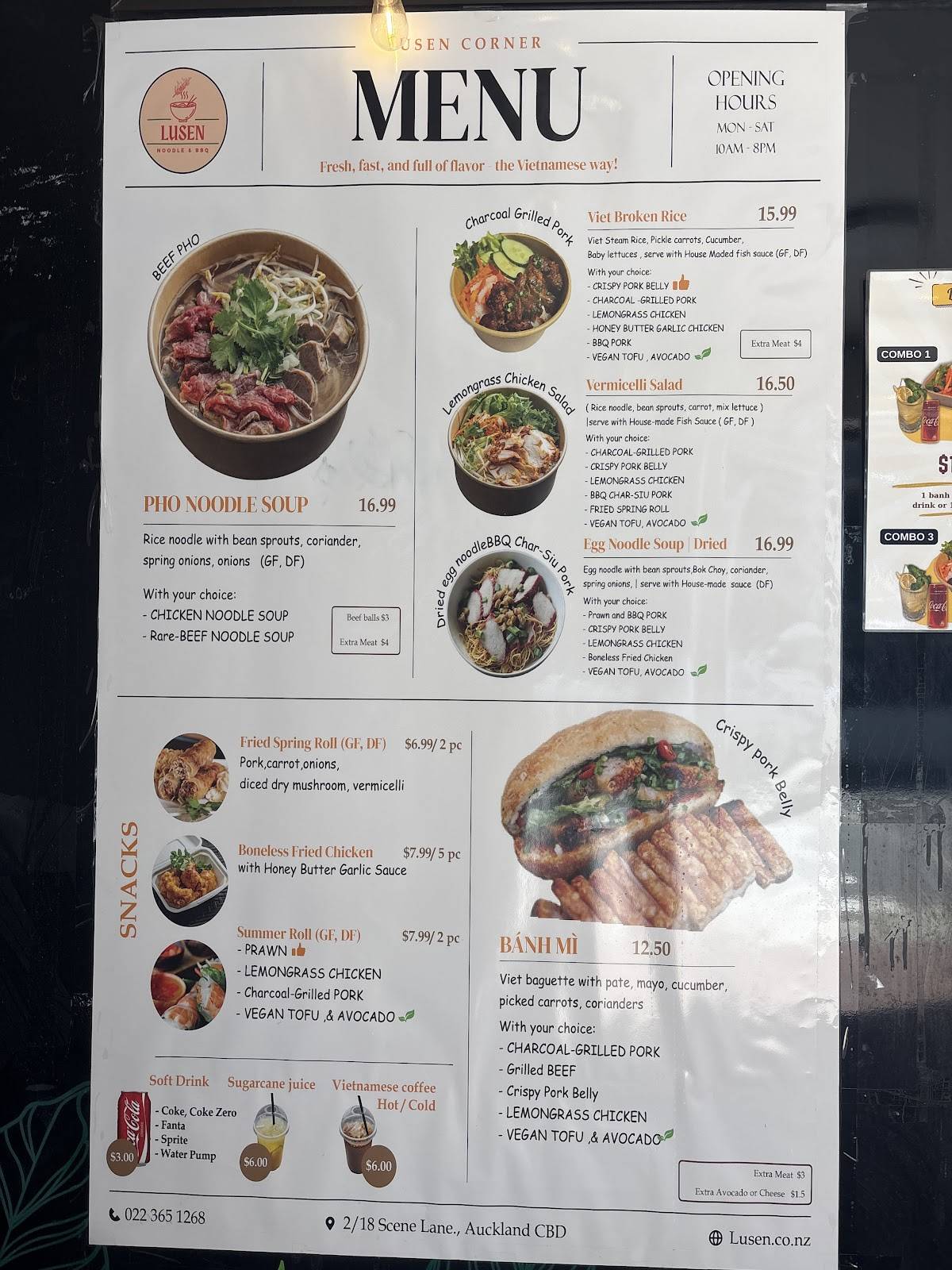 Menu at Lusen Corner - Vietnamese Cuisine restaurant, Auckland