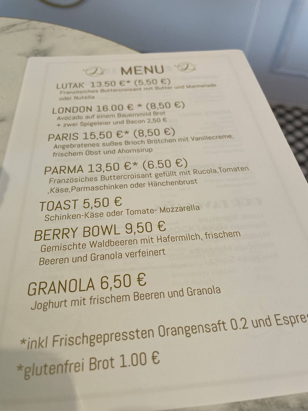 Speisekarte von Lutak Café und Patisserie restaurant, München