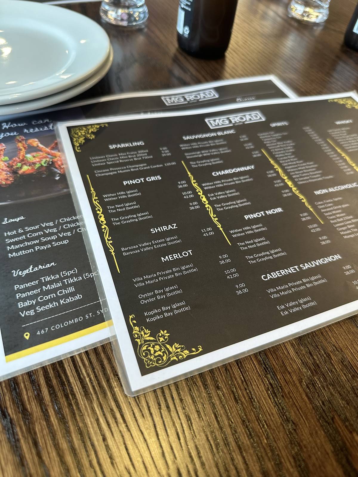 Menu at MG Road Eatery restaurant, Christchurch
