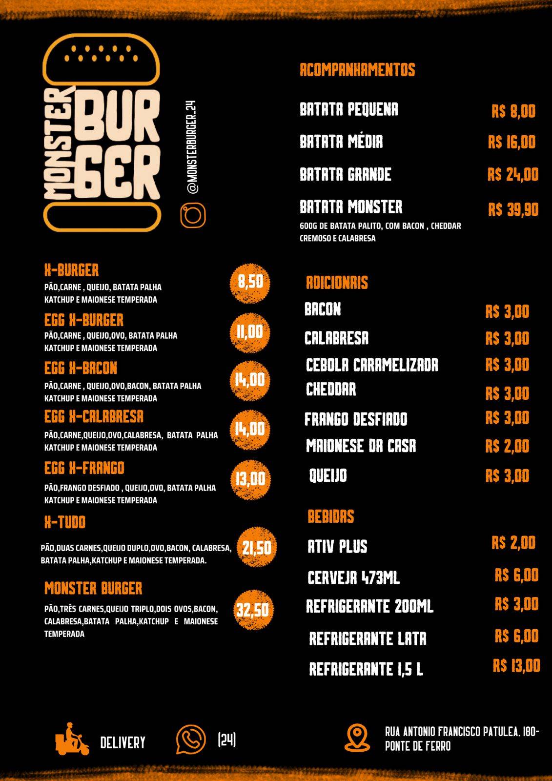 Menu em MONSTER BURGER restaurante, Petrópolis