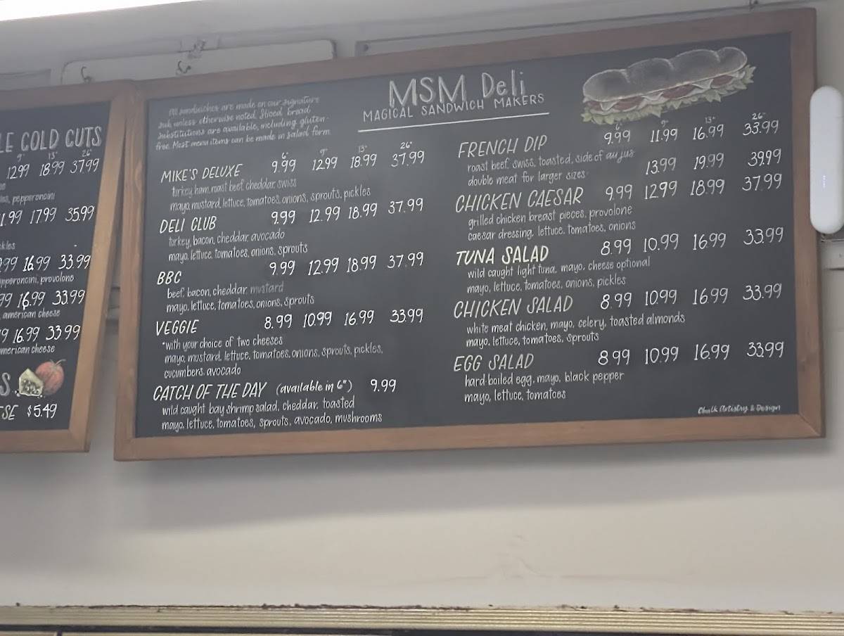 Menu at MSM Deli restaurant, Tacoma