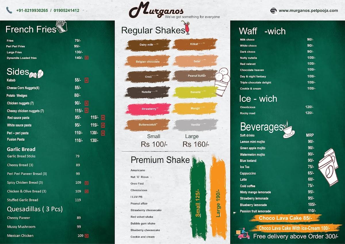 Menu at MURGANO'S, Ner Chowk