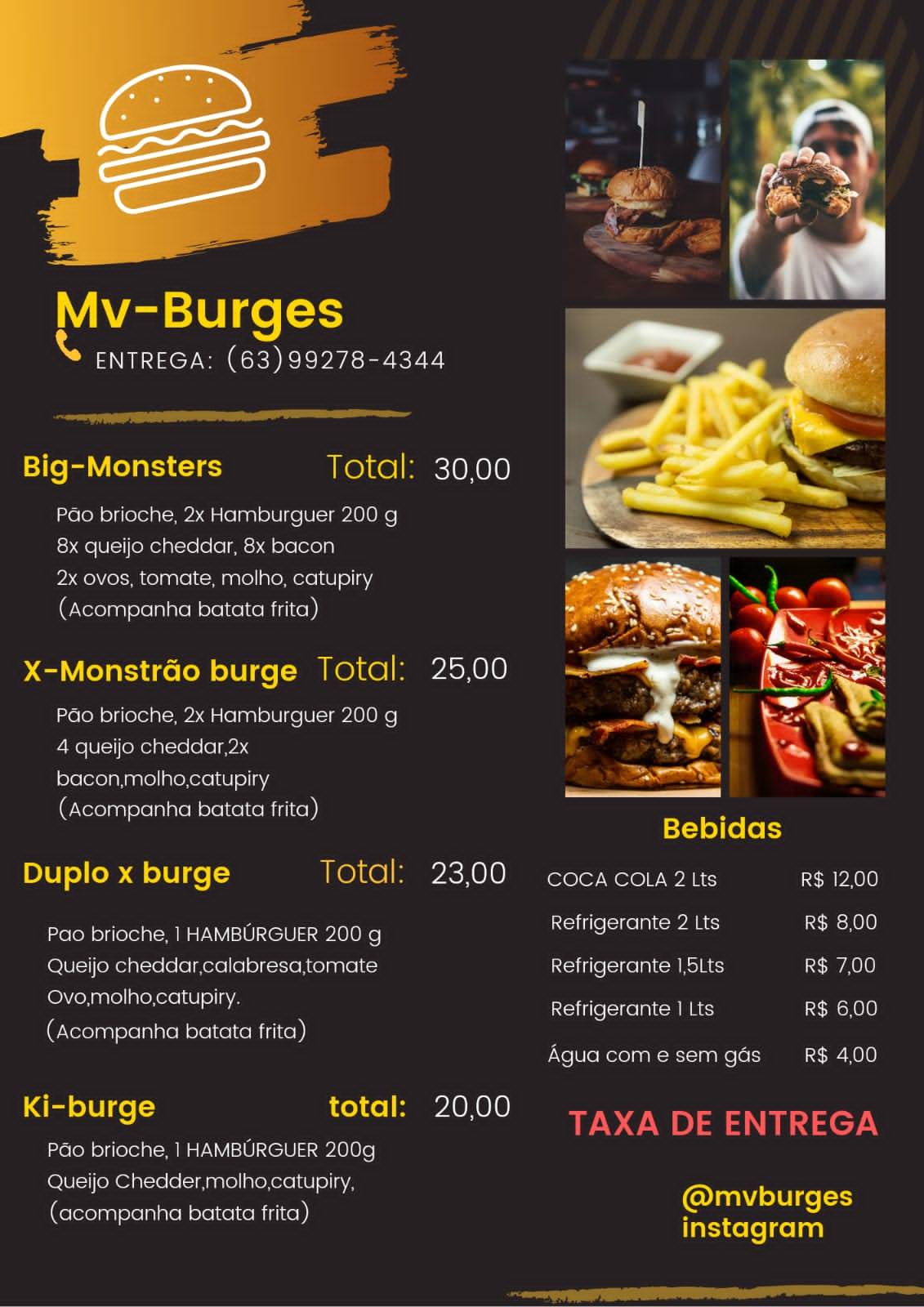 Menu em MV Burger restaurante, Gurupi
