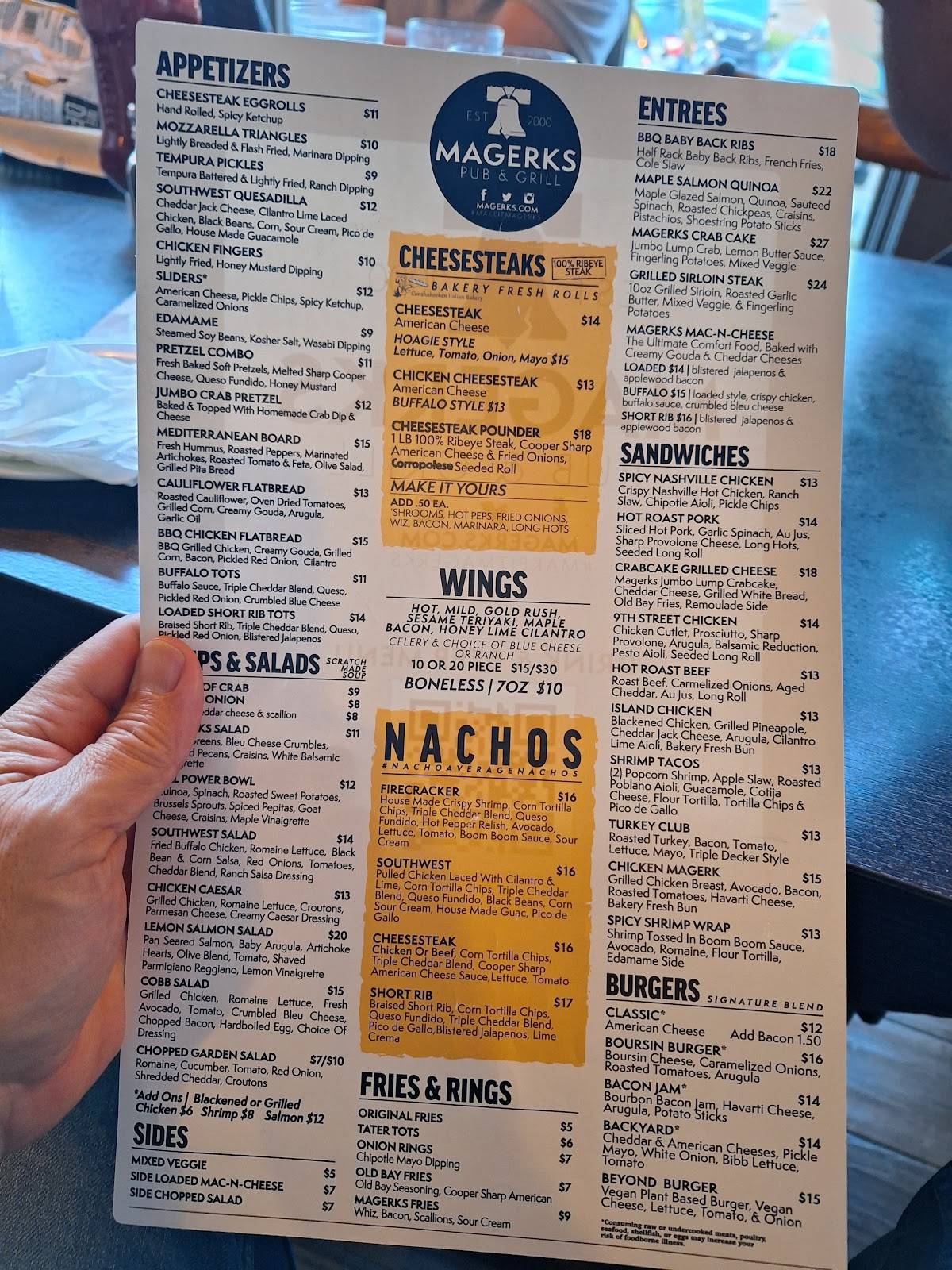 Menu at MaGerk's Pub & Grill, Fort Washington