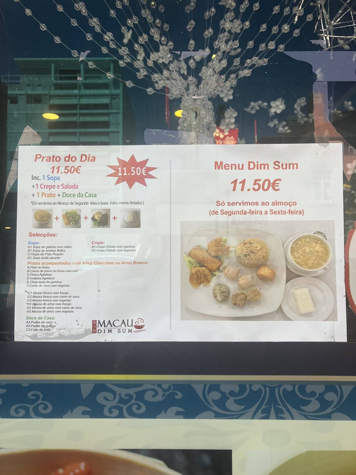 Menu em Macau Dim Sum restaurante, Lisboa