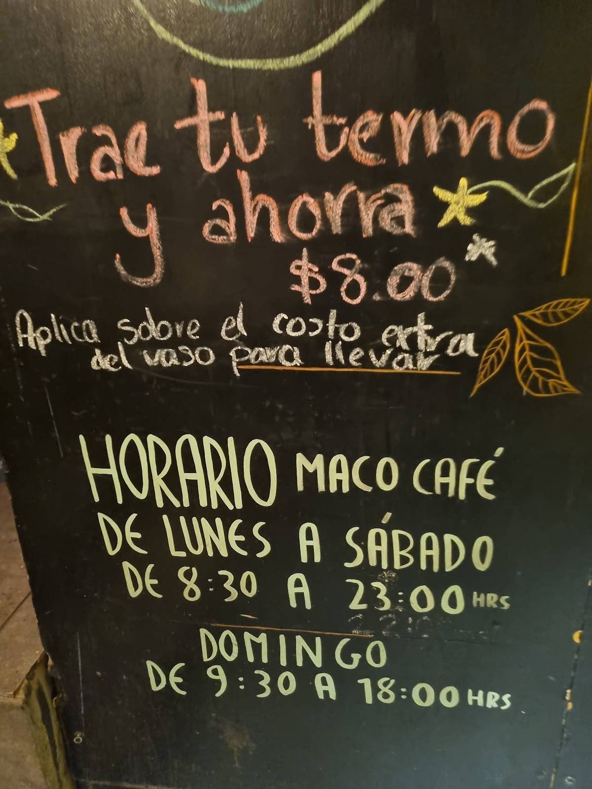 Carta de Maco café, Santiago de Querétaro
