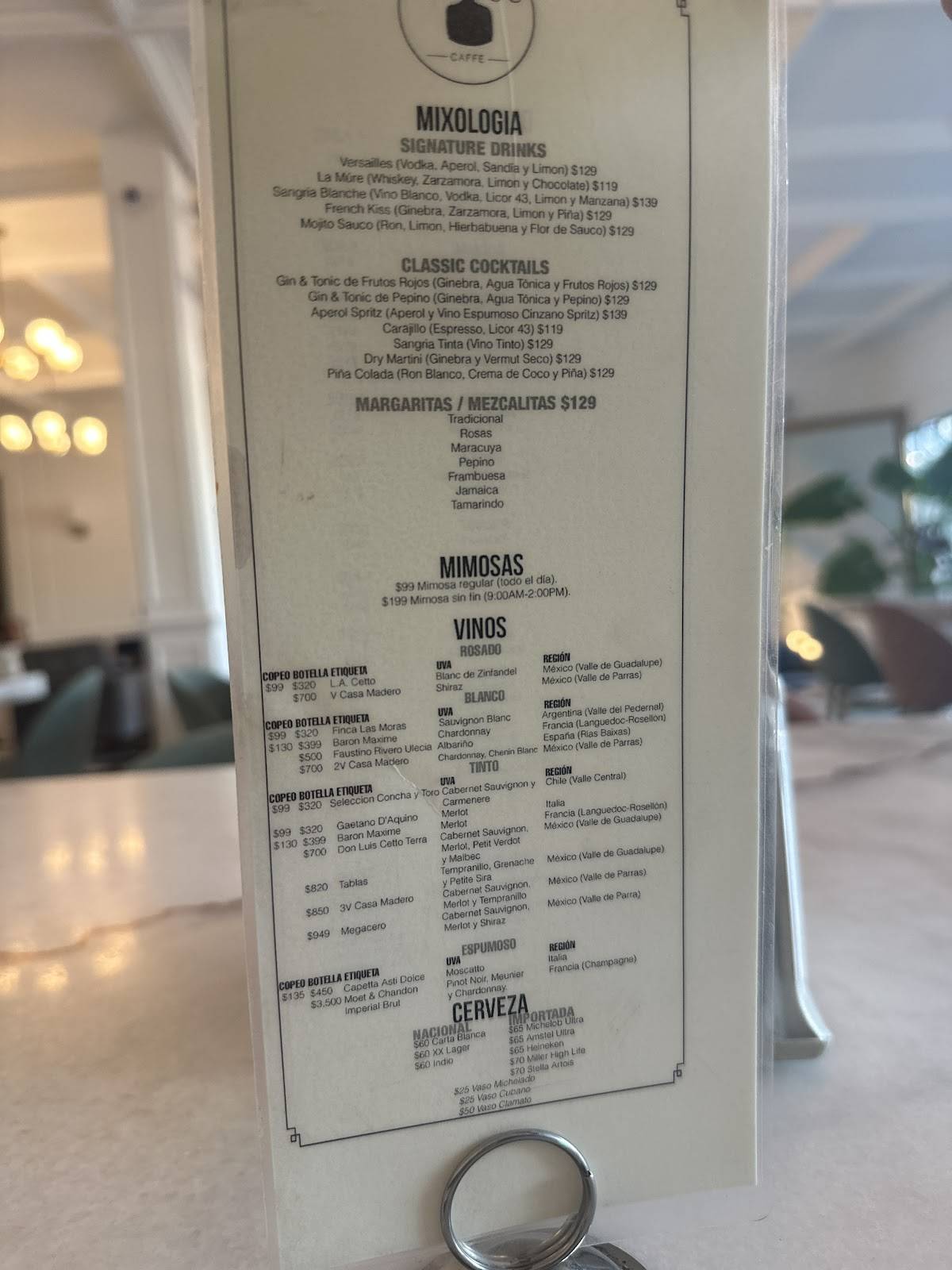 Menu at Macu Caffé Cocktail Bar, Ciudad Juarez