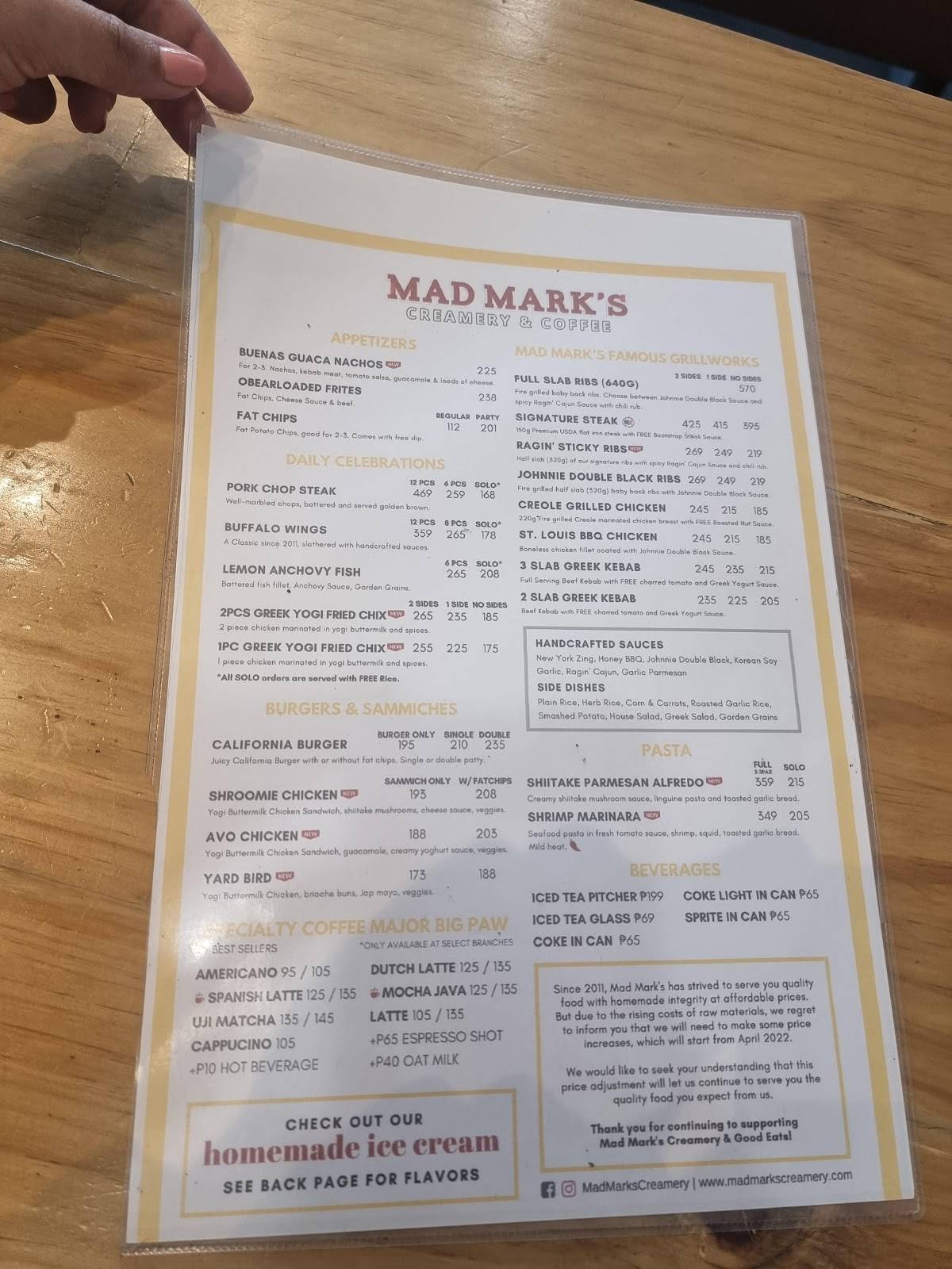 Menu at Mad Mark's Creamery Pioneer Center Pasig City restaurant, Pasig ...