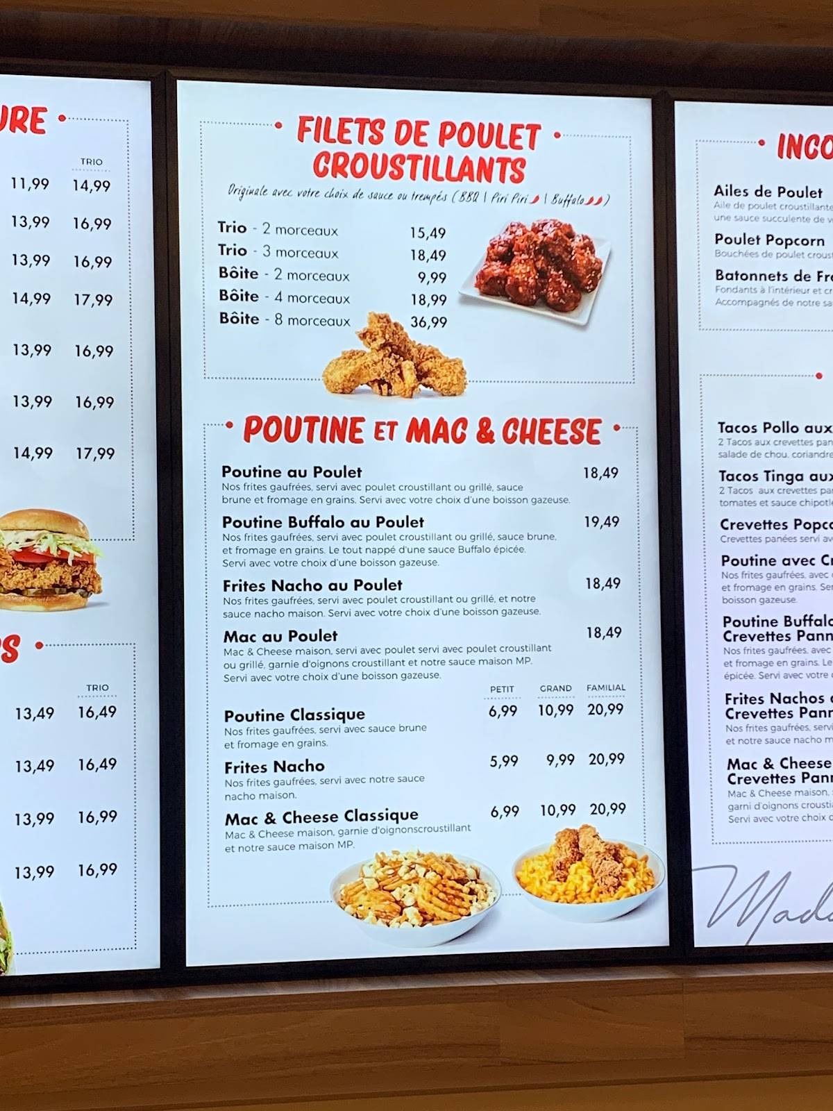 Menu at Madame Poulet restaurant, Dollard-Des Ormeaux