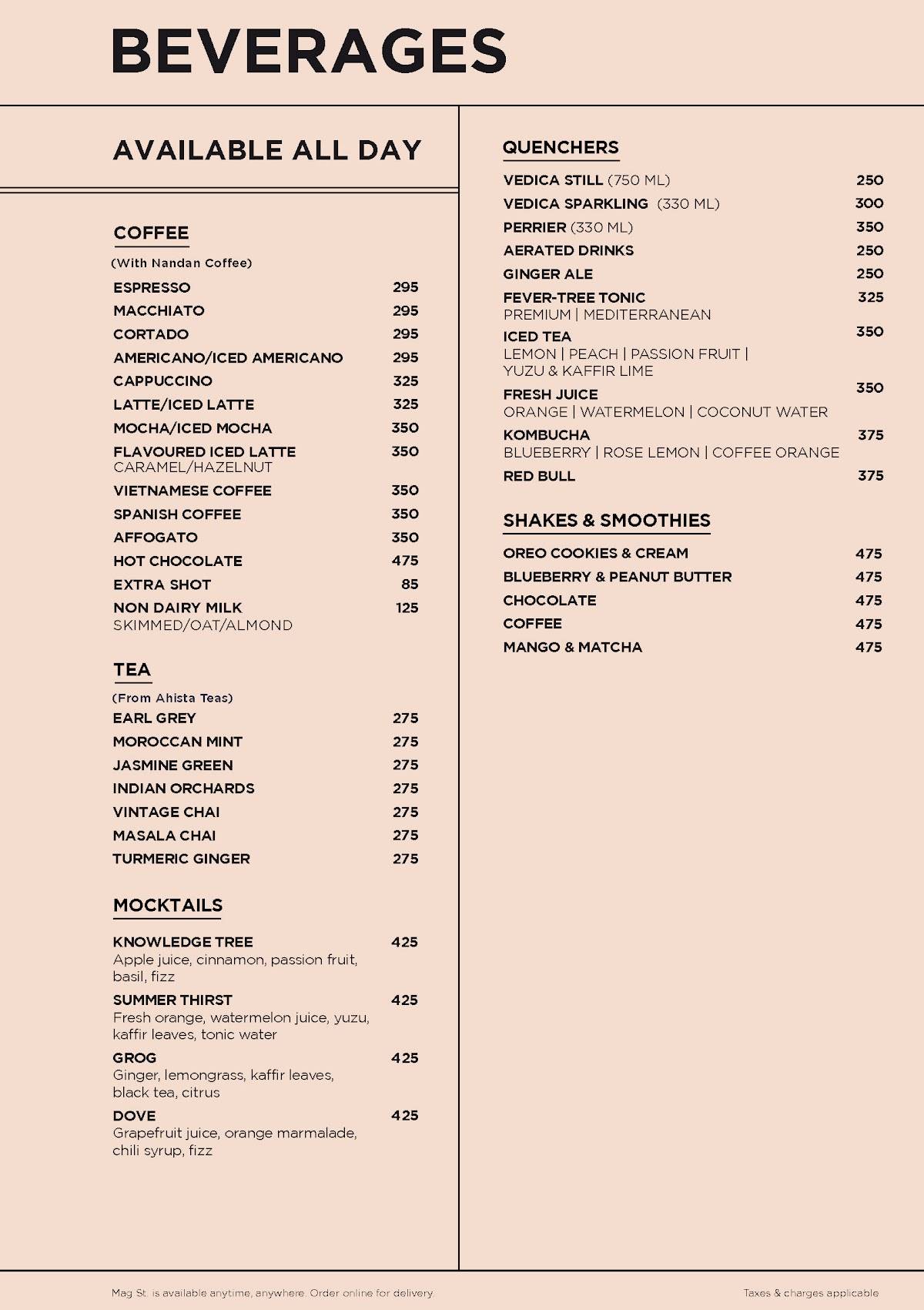 Menu at Mag St. Select Lower Parel, Mumbai, Lobby