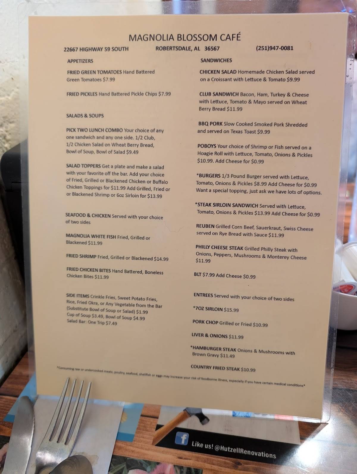 Menu at Magnolia Blossom Cafe, Robertsdale, AL-59