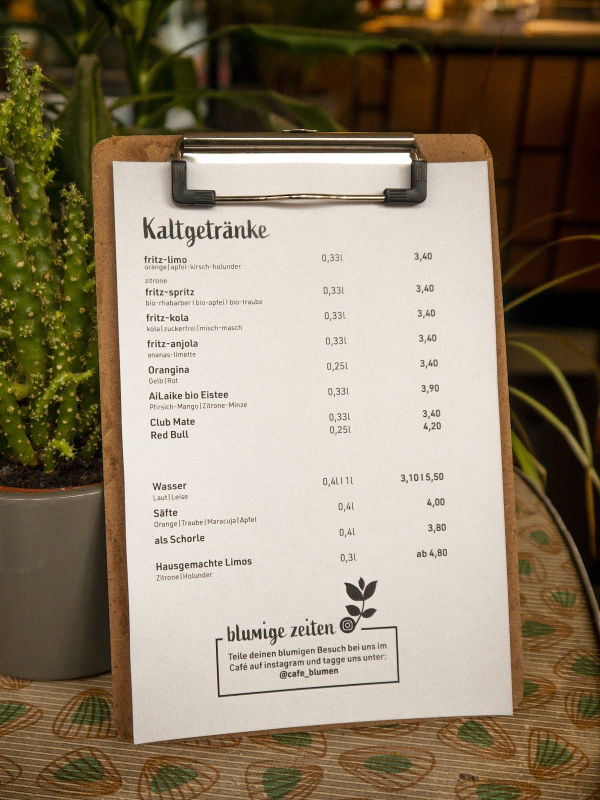 Speisekarte von Café blumen cafe, Mainz