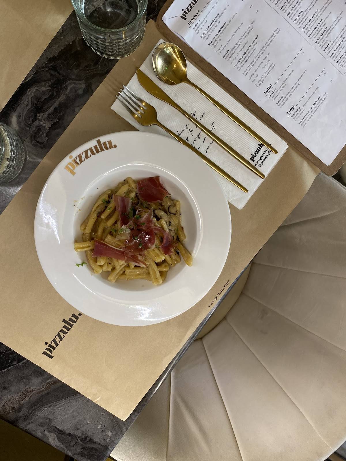Menu at Pizzulu Rockwell restaurant, Makati