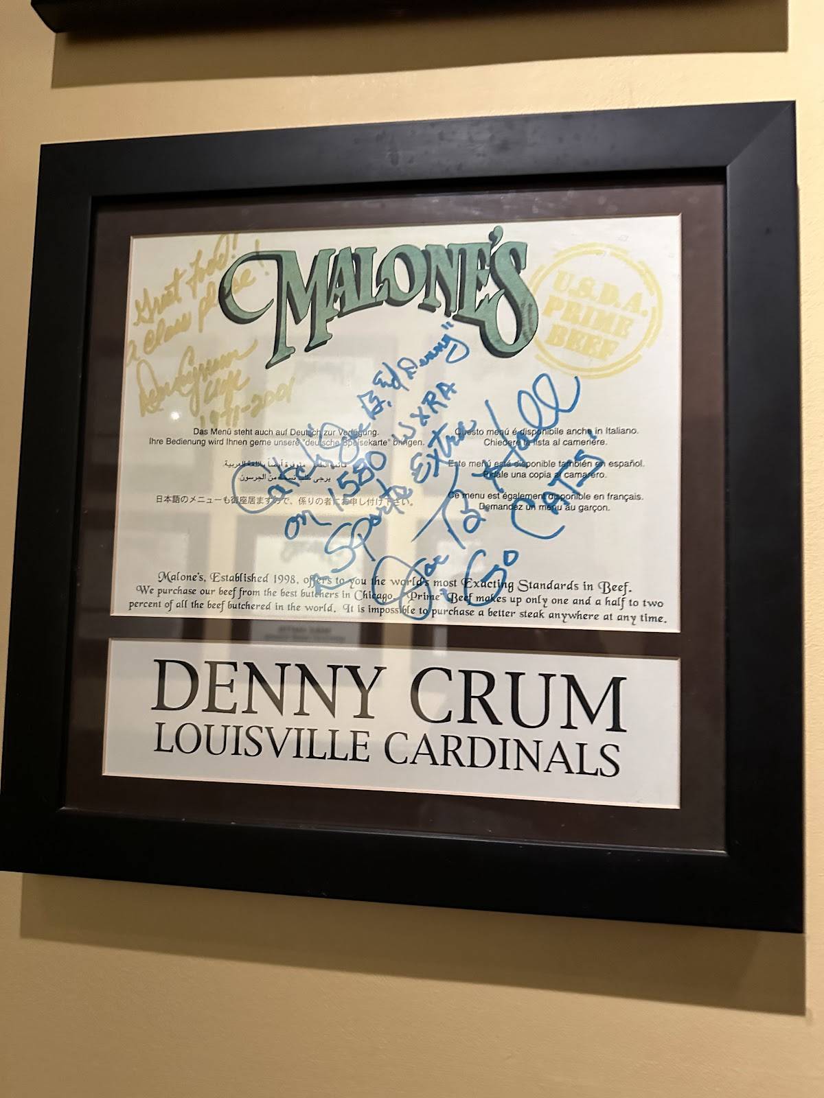 Menu at Malone's Lansdowne restaurant, Lexington, Tates Creek Rd