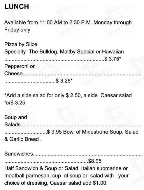Menu at Maltby Pizza & Pasta pizzeria, Maltby