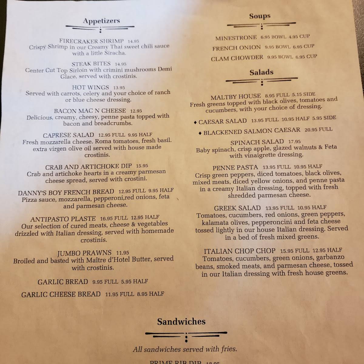 Menu at Maltby Pizza & Pasta pizzeria, Maltby