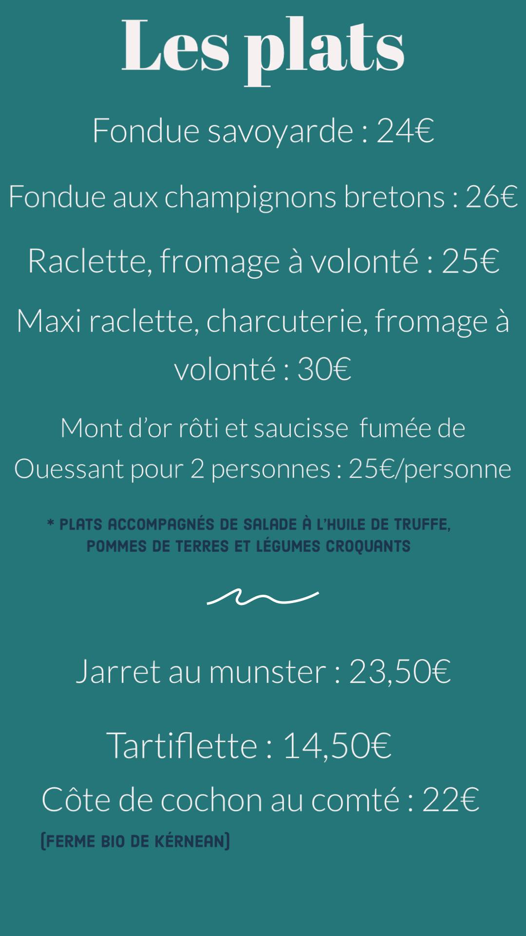Menu at Maman Poule restaurant, Trélévern