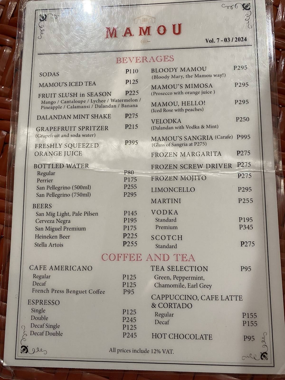 Menu at Mamou - Gateway Mall 2 restaurant, Quezon City
