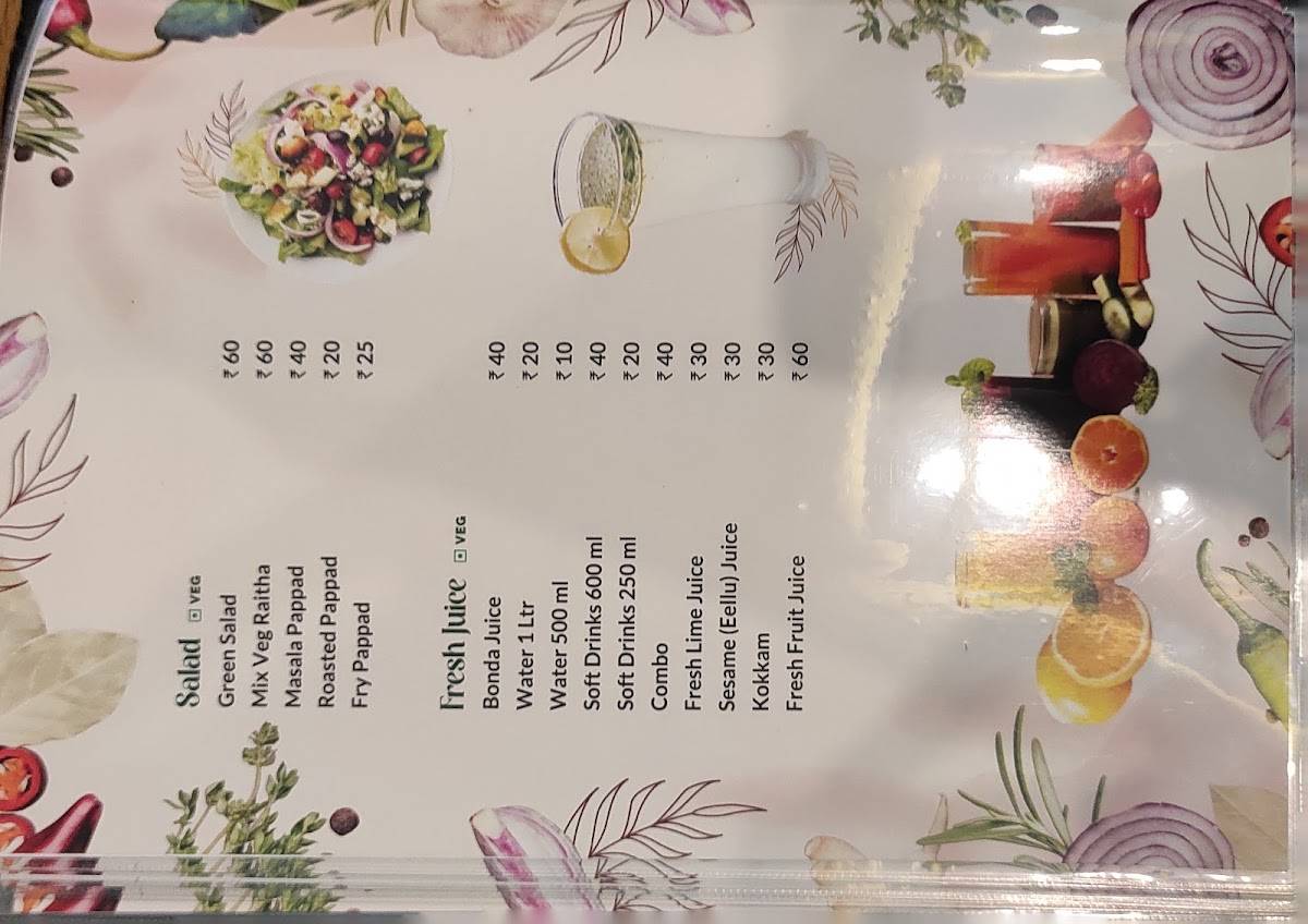 Menu at Manasa Foods, Bengaluru