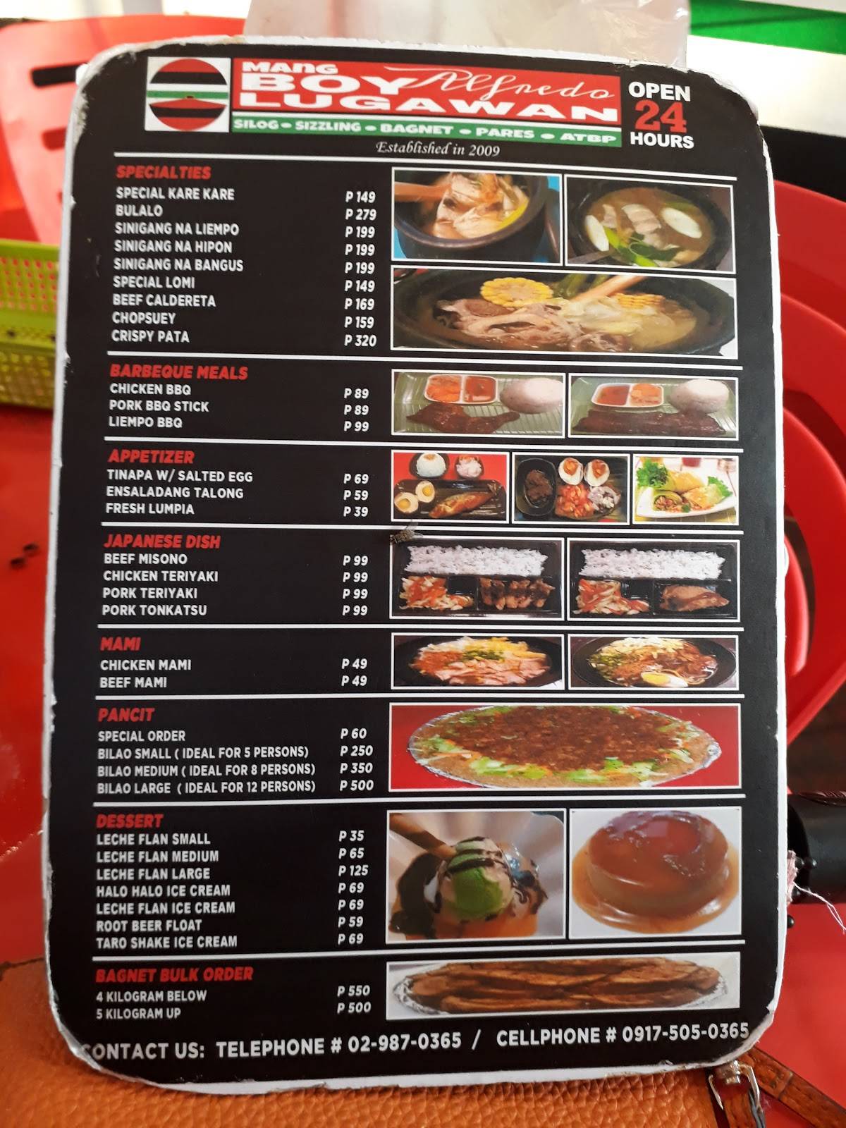 Menu at Mang Boy Alfredo Lugawan - Kingspoint restaurant, Quezon City