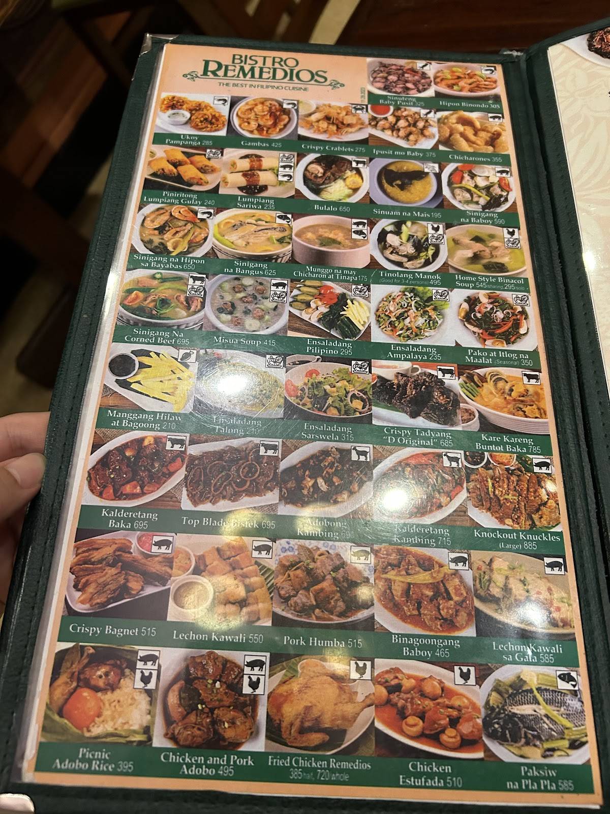 Menu at Bistro Remedios steakhouse, Manila, Adriatico St
