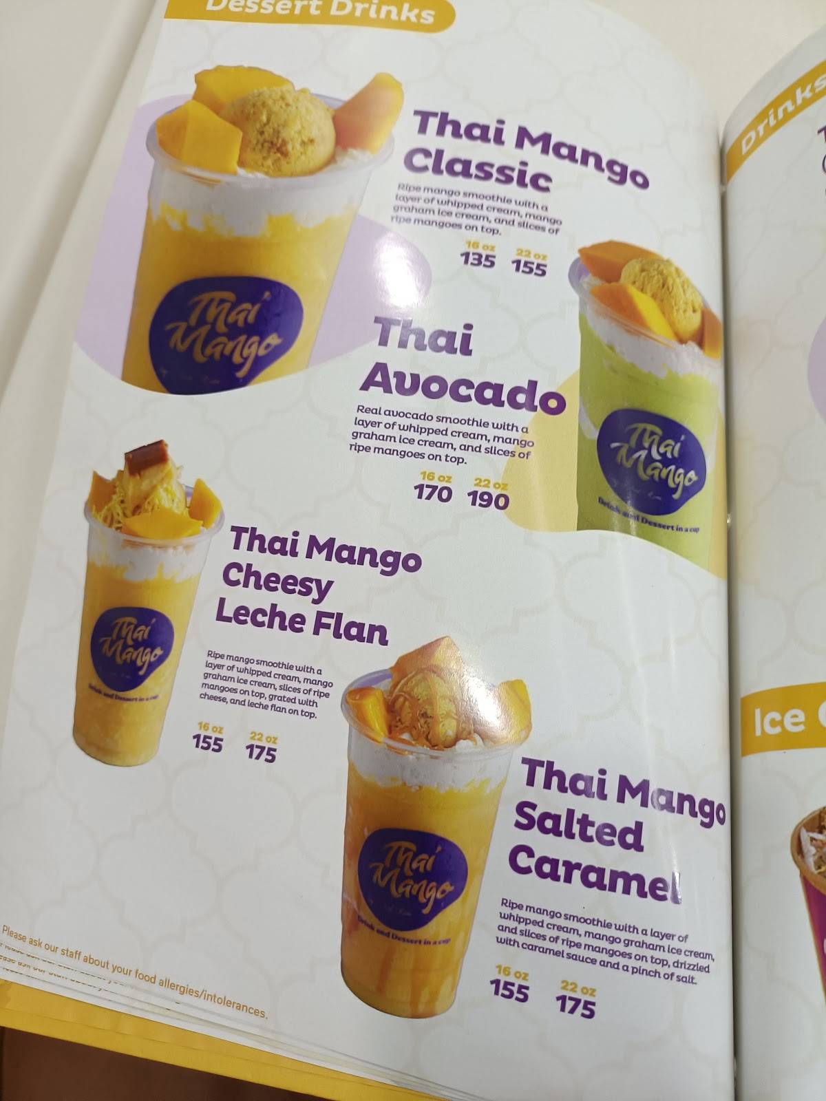 Menu at Thai Mango - Malate restaurant, Manila