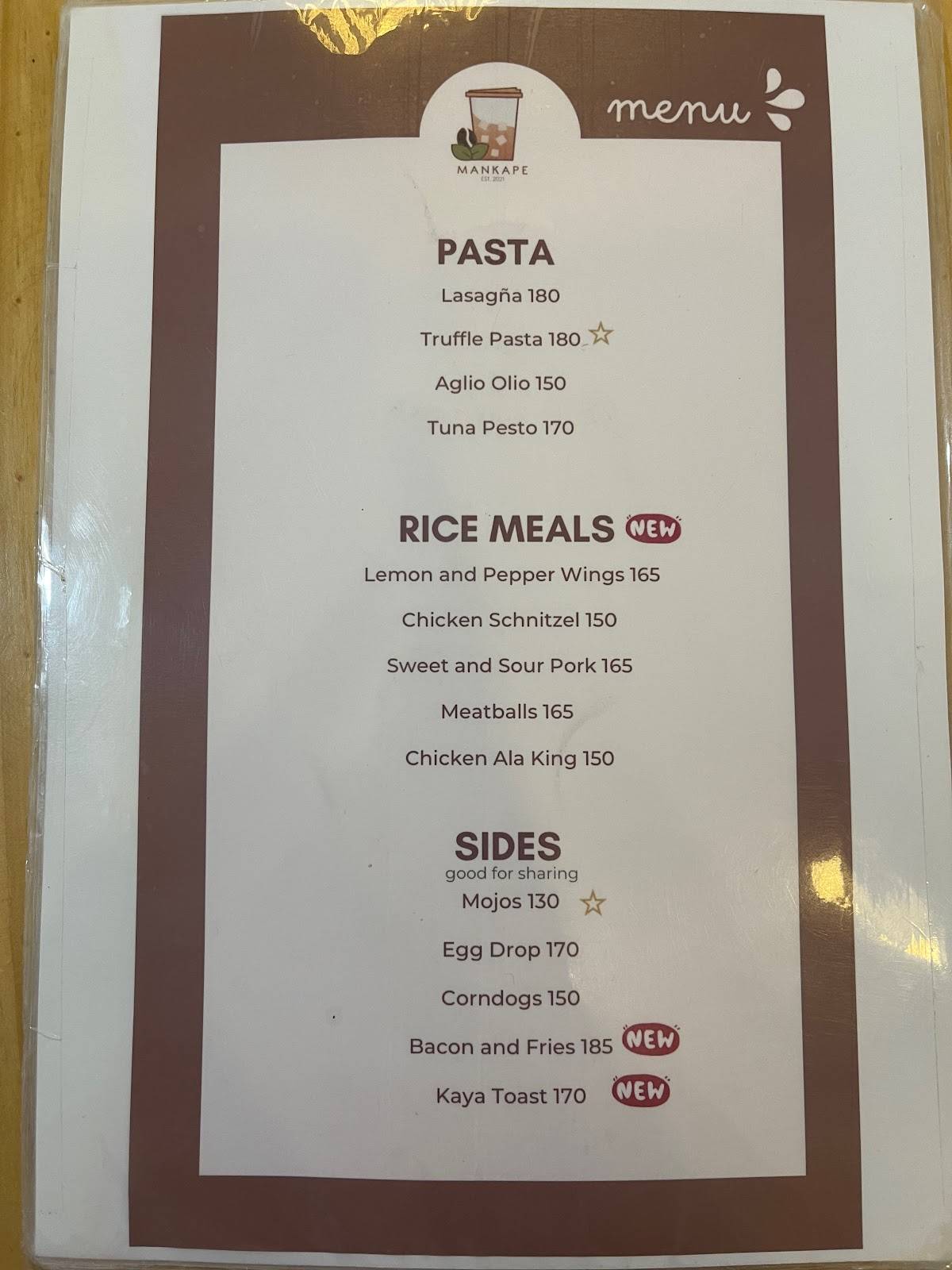 Menu at Mankape, Dagupan
